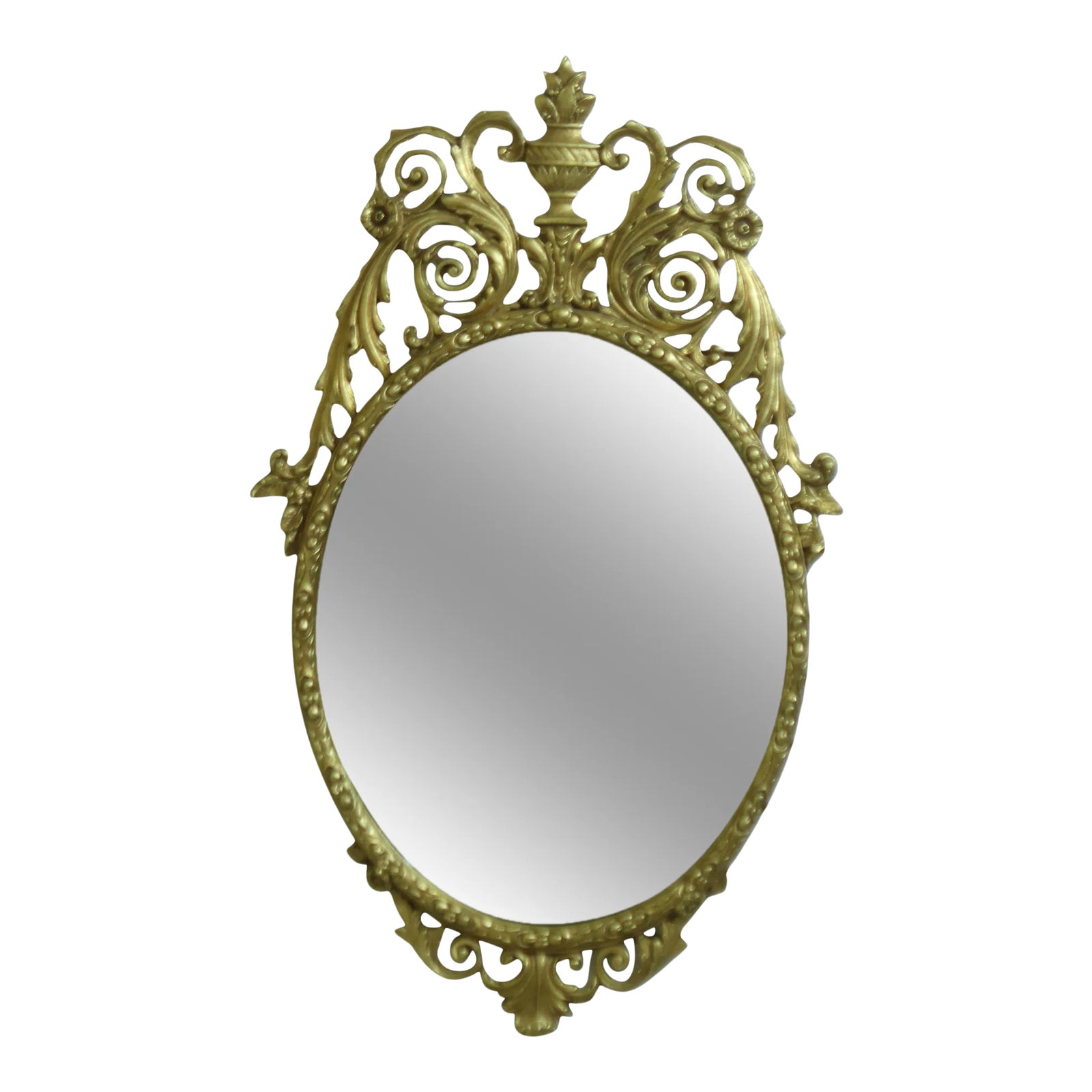 Friedman Brothers Gold Gilt Urn Top Beveled Mirror | Chairish