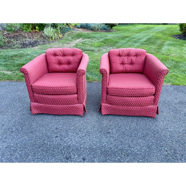 Mid Century Drexel Heritage Raspberry Red Barrel Back Lounge Club ...