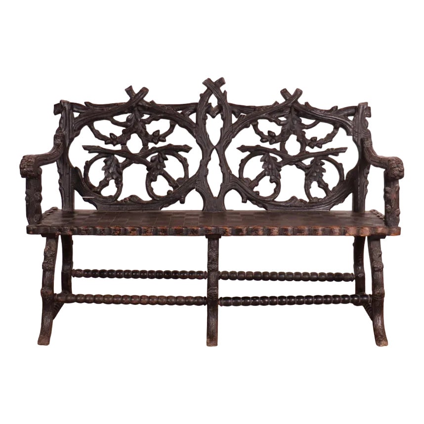 Victorian Black Forest Bench | Chairish