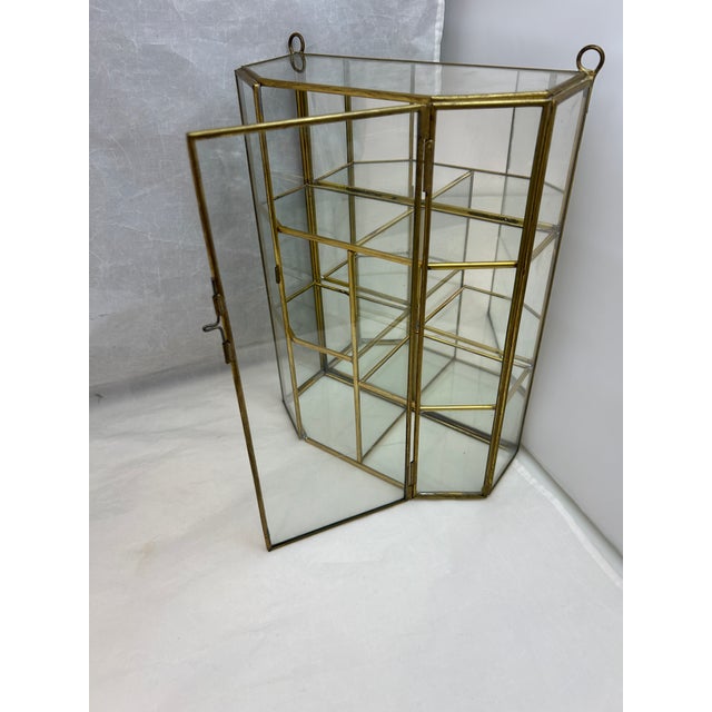 Mid 20th Century Vintage Glass and Brass 6 Sided Multi Level Display ...