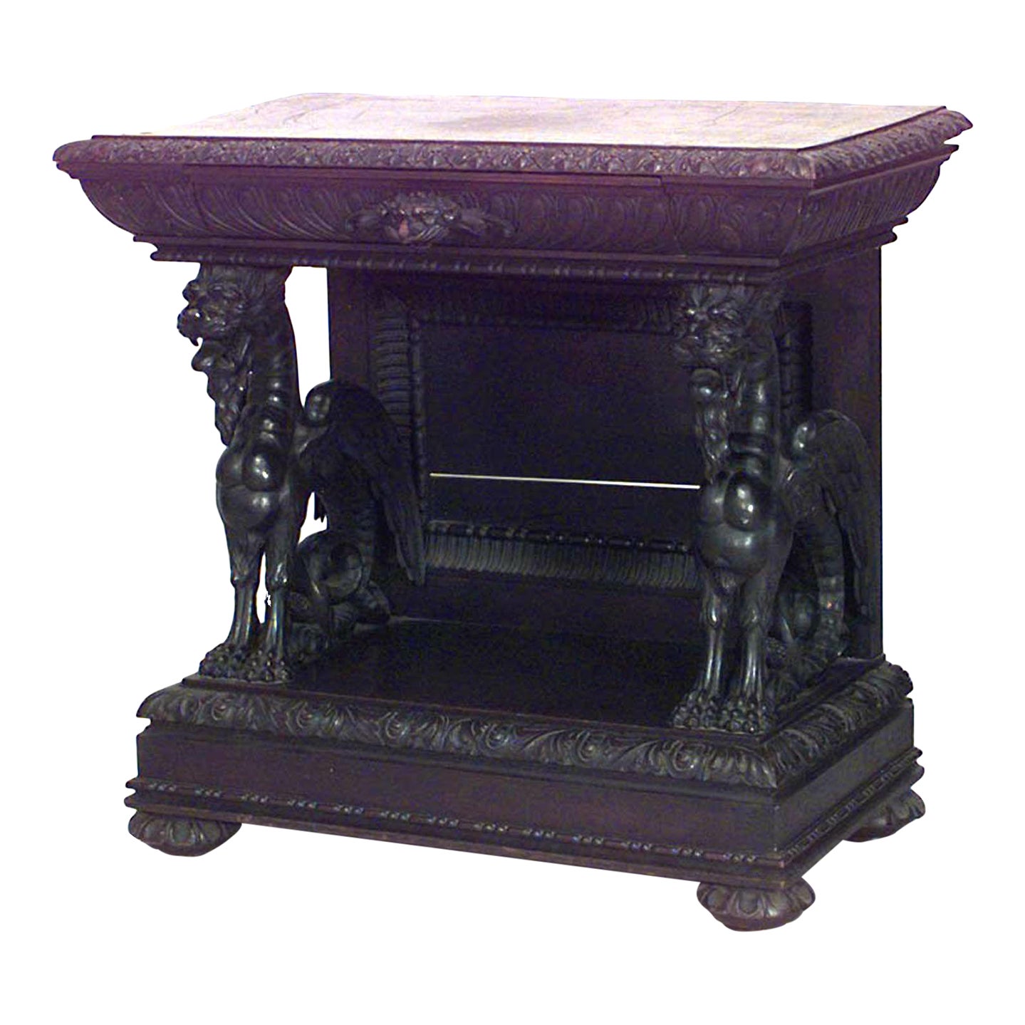 Italian Renaissance Style Oak Griffin Console Table | Chairish
