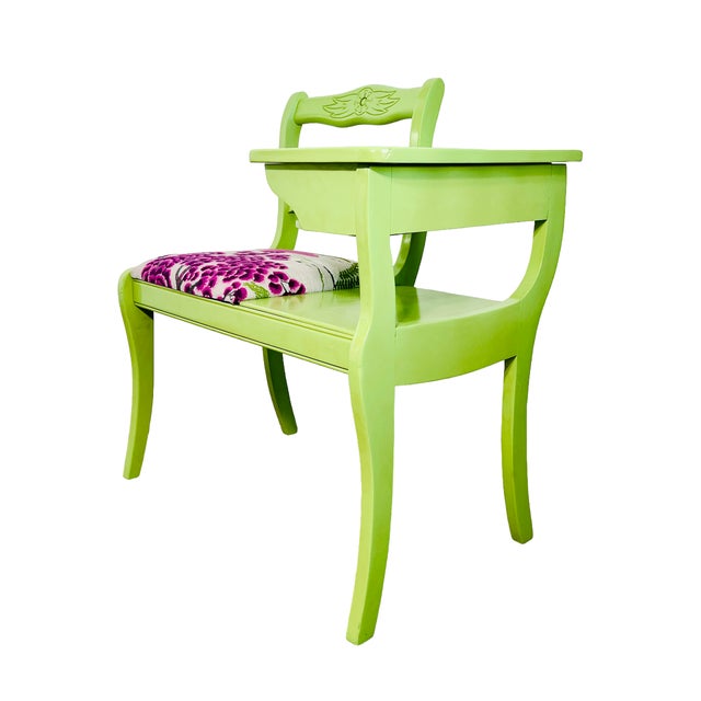 Vintage Lacquered Telephone Bench | Chairish