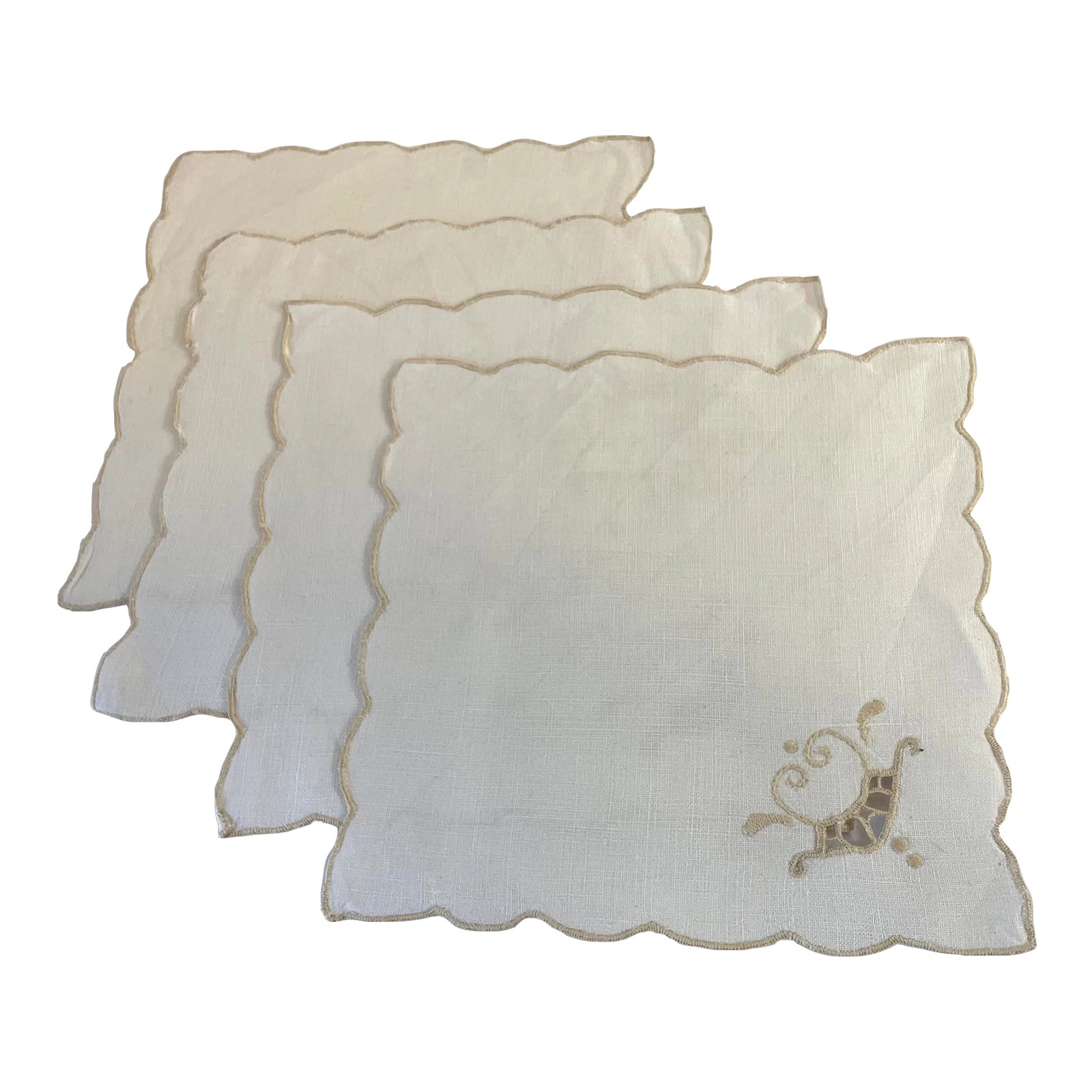 Vintage Cutwork Cocktail Napkins - Set of 4 | Chairish