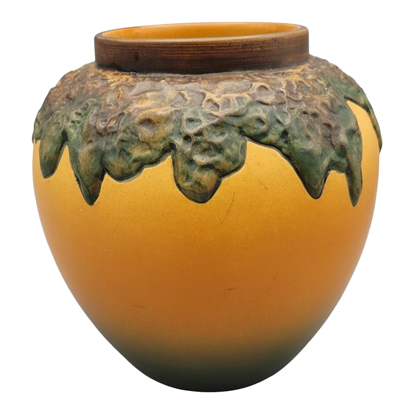 Vintage Ipsen Denmark Vase #784 – Pumpkin & Green Drip Glaze, 7” | Chairish