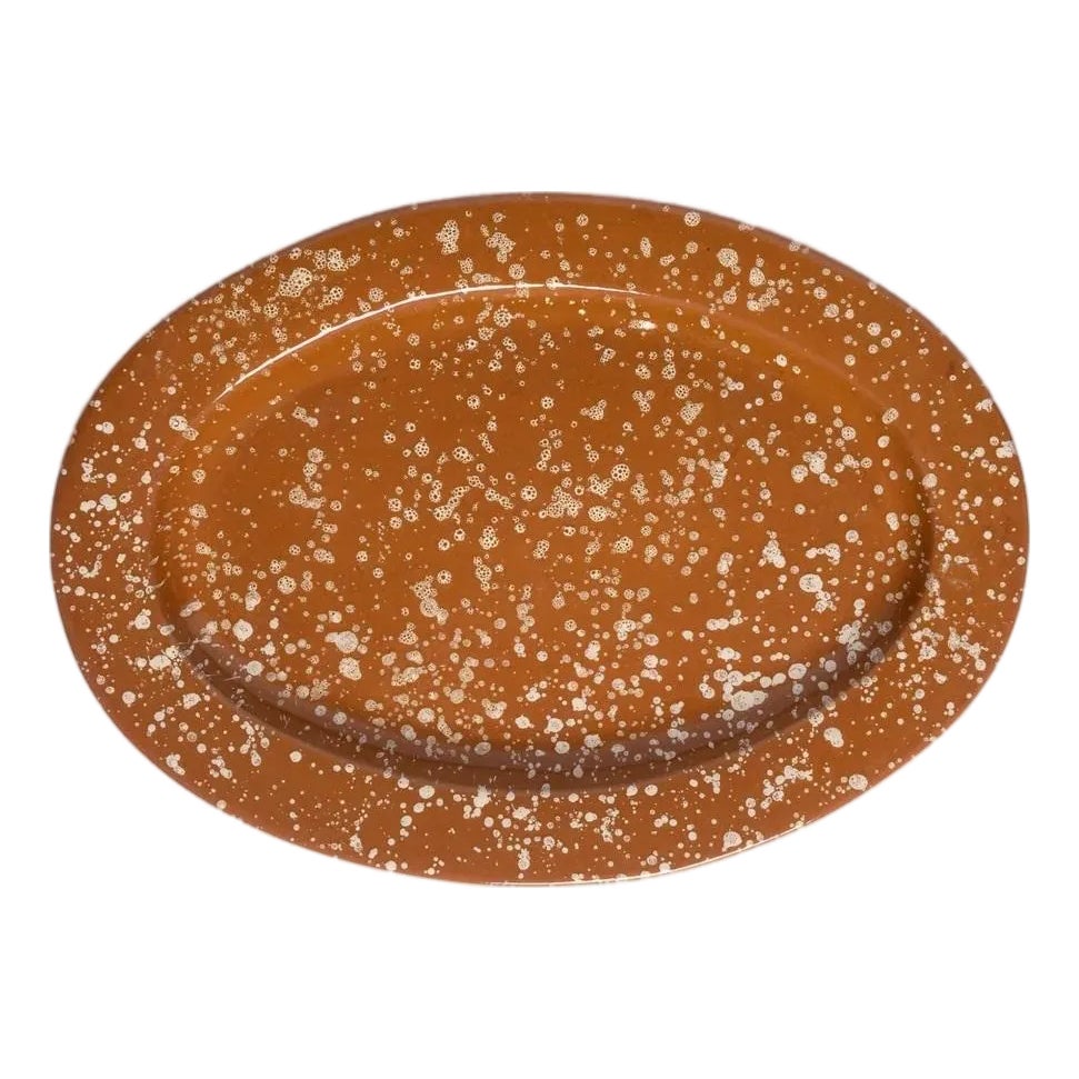 Sharland England Splatter Serving Platter, Terracotta & Cream | Chairish