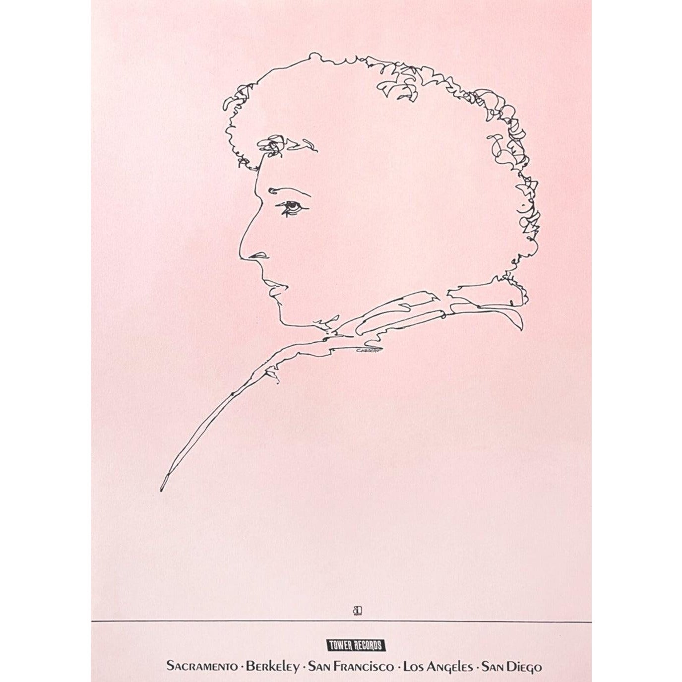 1970 Bob Dylan Tower Records Pink Poster | Chairish