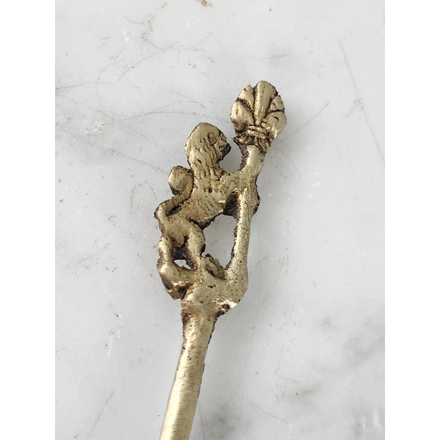 1960s Lion W Staff Mini Salt Cellar Spoon | Chairish