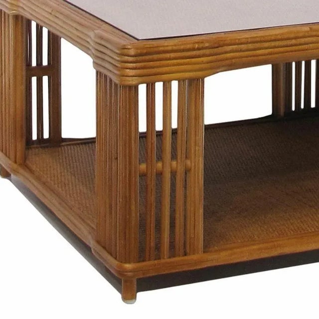 Restored Large Modern Presidents Stick Reed Rattan "Nantucket" Coffee Table | Chairish