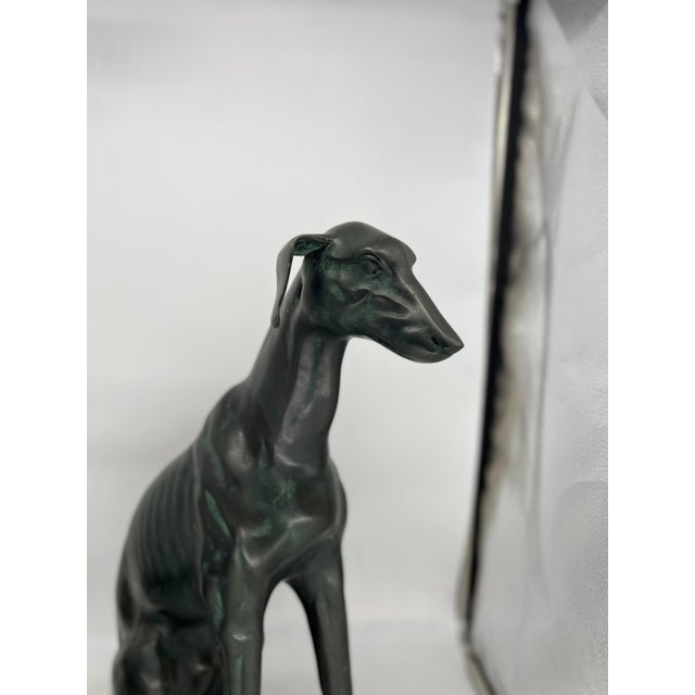 Pair, Heavy Patinated Bronze Whippet Dog Statues | Chairish