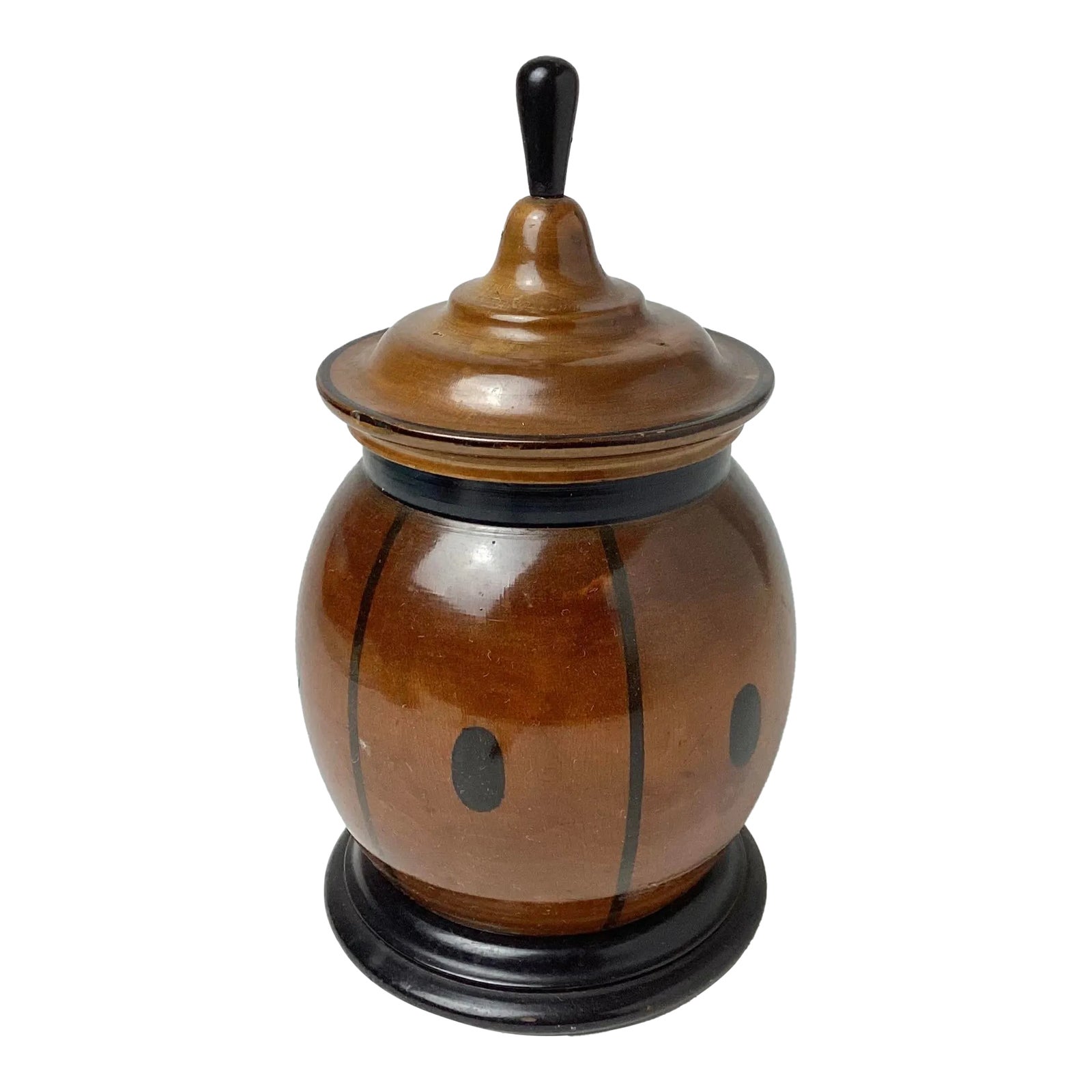 Antique Hand Turned Wood Footed Jar With Lid | Chairish
