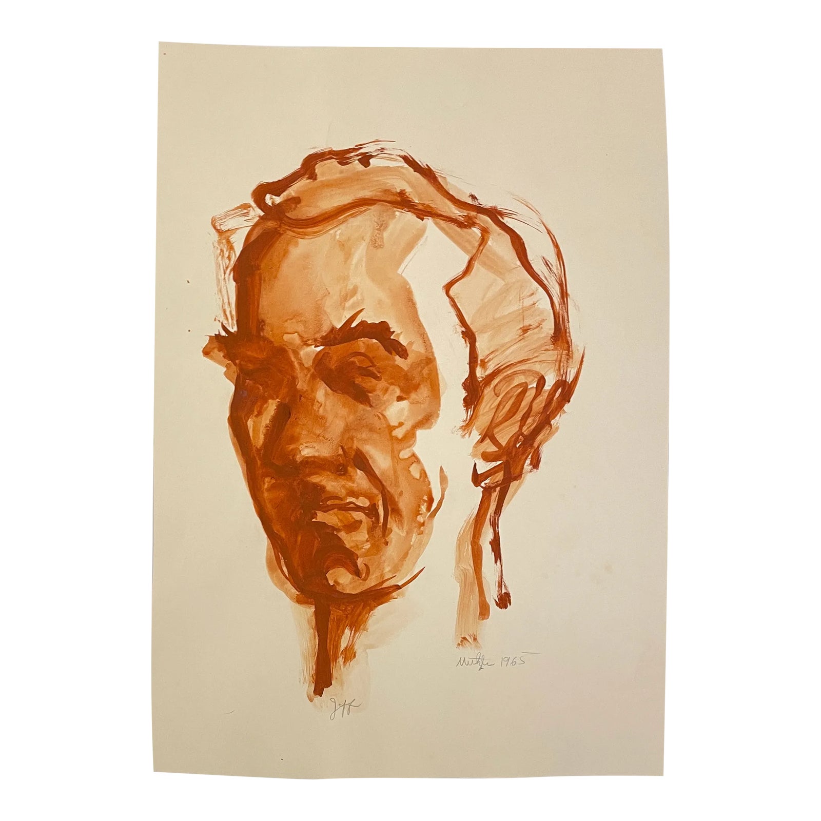 1965 Neil Meitzler Mid Century Portrait Painting | Chairish