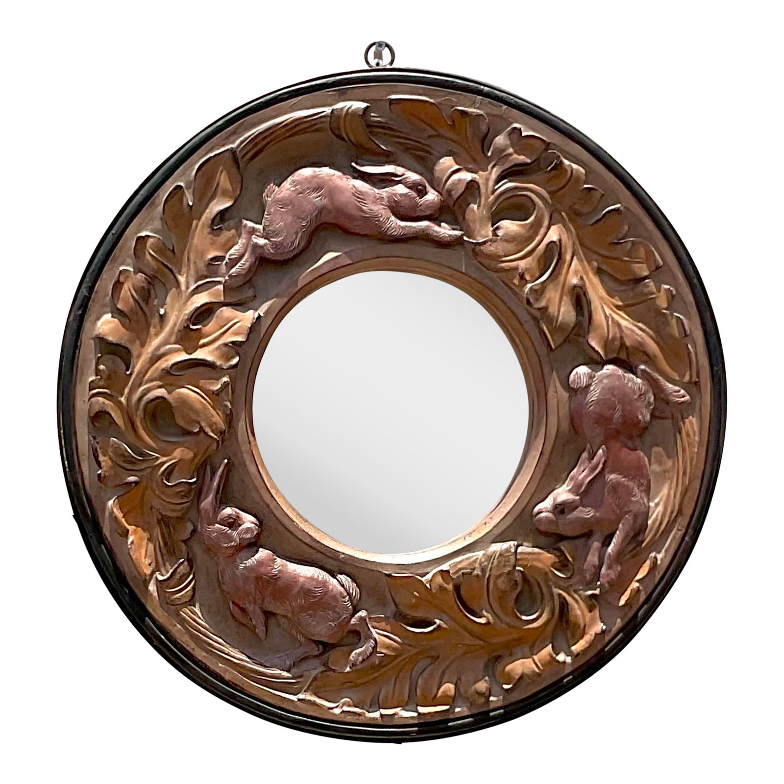 Vintage Boho Molded Resin Rabbit Mirror | Chairish