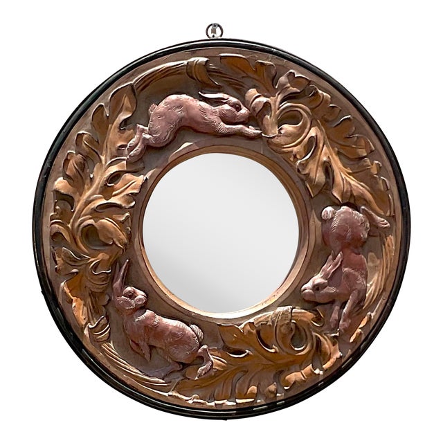 Vintage Boho Molded Resin Rabbit Mirror | Chairish