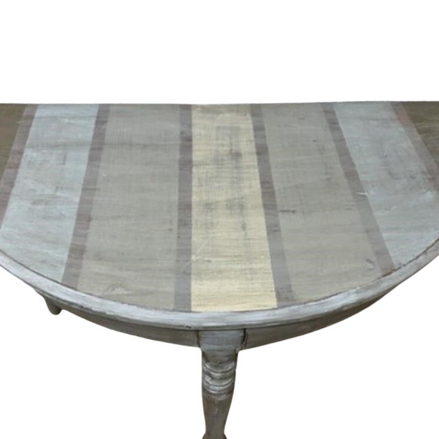 Late 19th Century Antique French Oak Demi-Lune Console in Later Greige ...