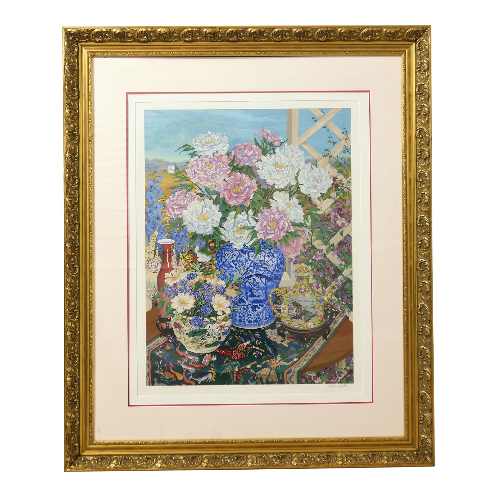 John Powell Signed Floral Still Life Serigraph | Chairish