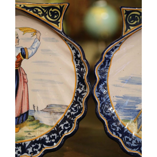 Pair of 19th Century French Painted Faience Shell-Form Platters Signed ...