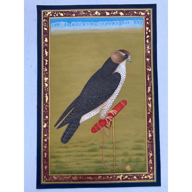 Vintage Original Hand Painted Indian Mughal Miniature Hawk and Falcon ...