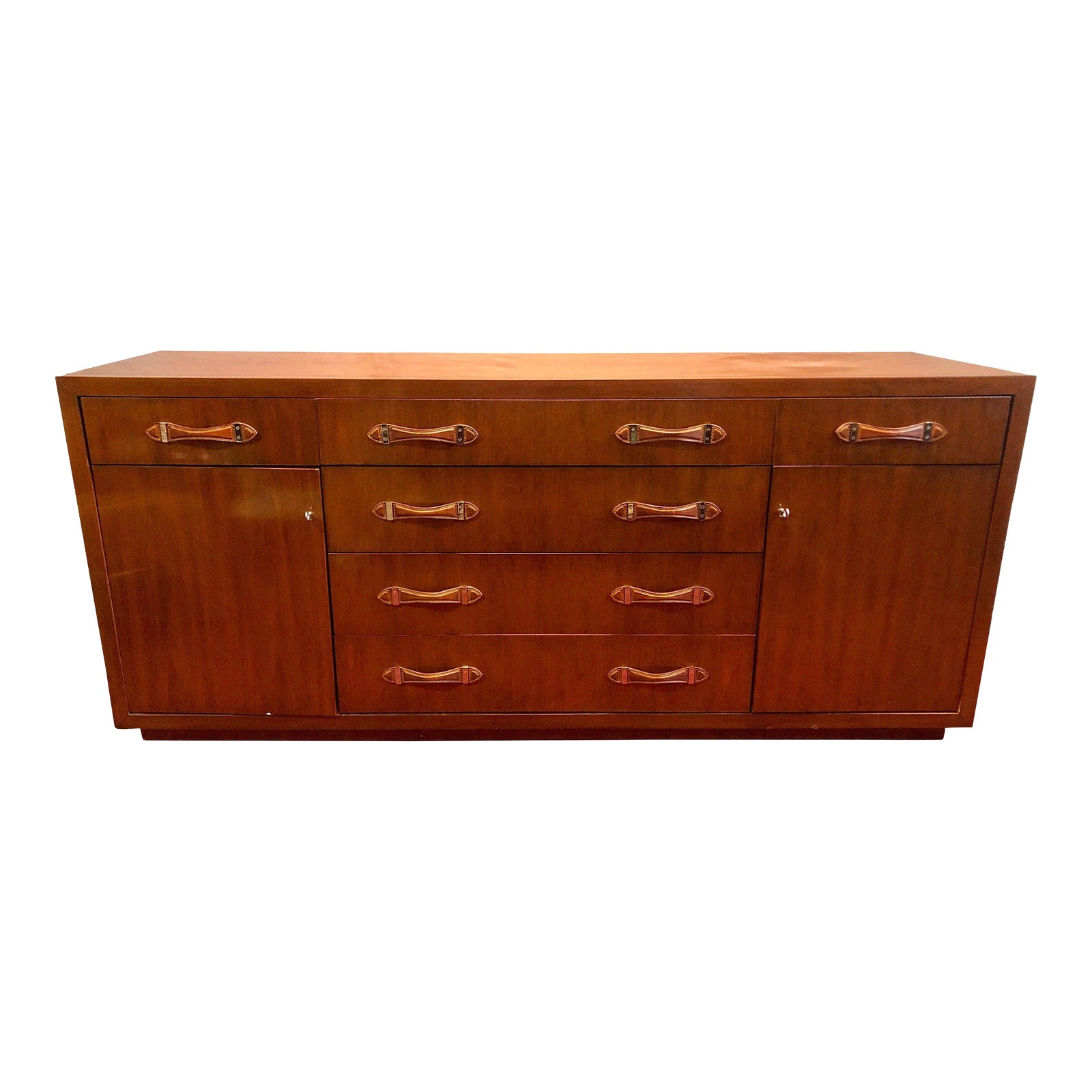 Modern Hollywood Double Chest Mahogany With Leather Pulls Labeled by ...