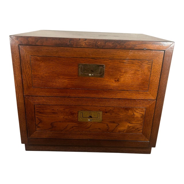 1980s Henredon Scene One Campaign Nightstand With Brass Hardware | Chairish