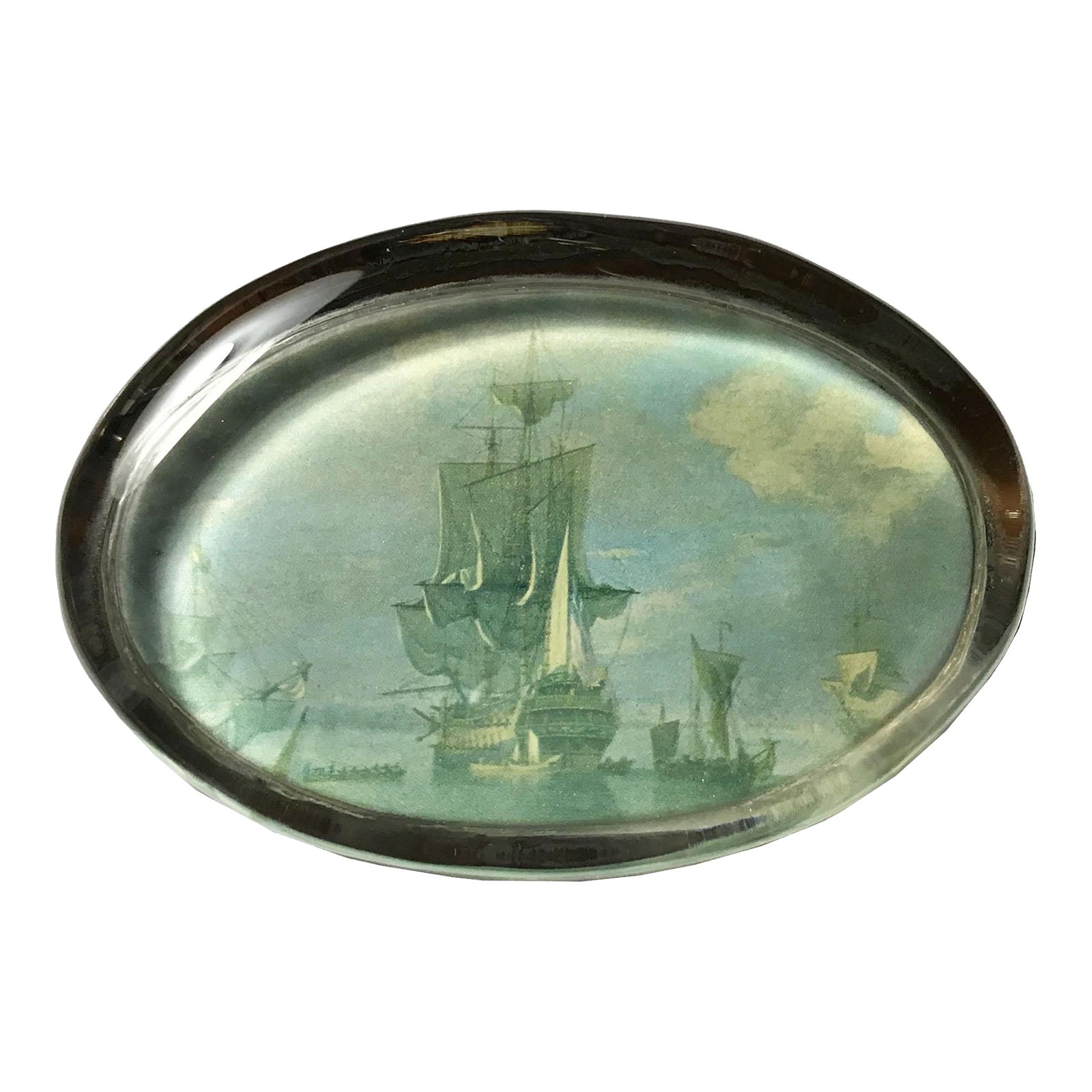 Vintage Nautical Oval Shaped Hand Cast Glass English Paper Weight ...