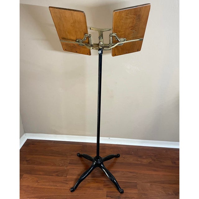 Late 19th Century Oak Wood & Cast Iron Lectern Music Stand Book Holder ...