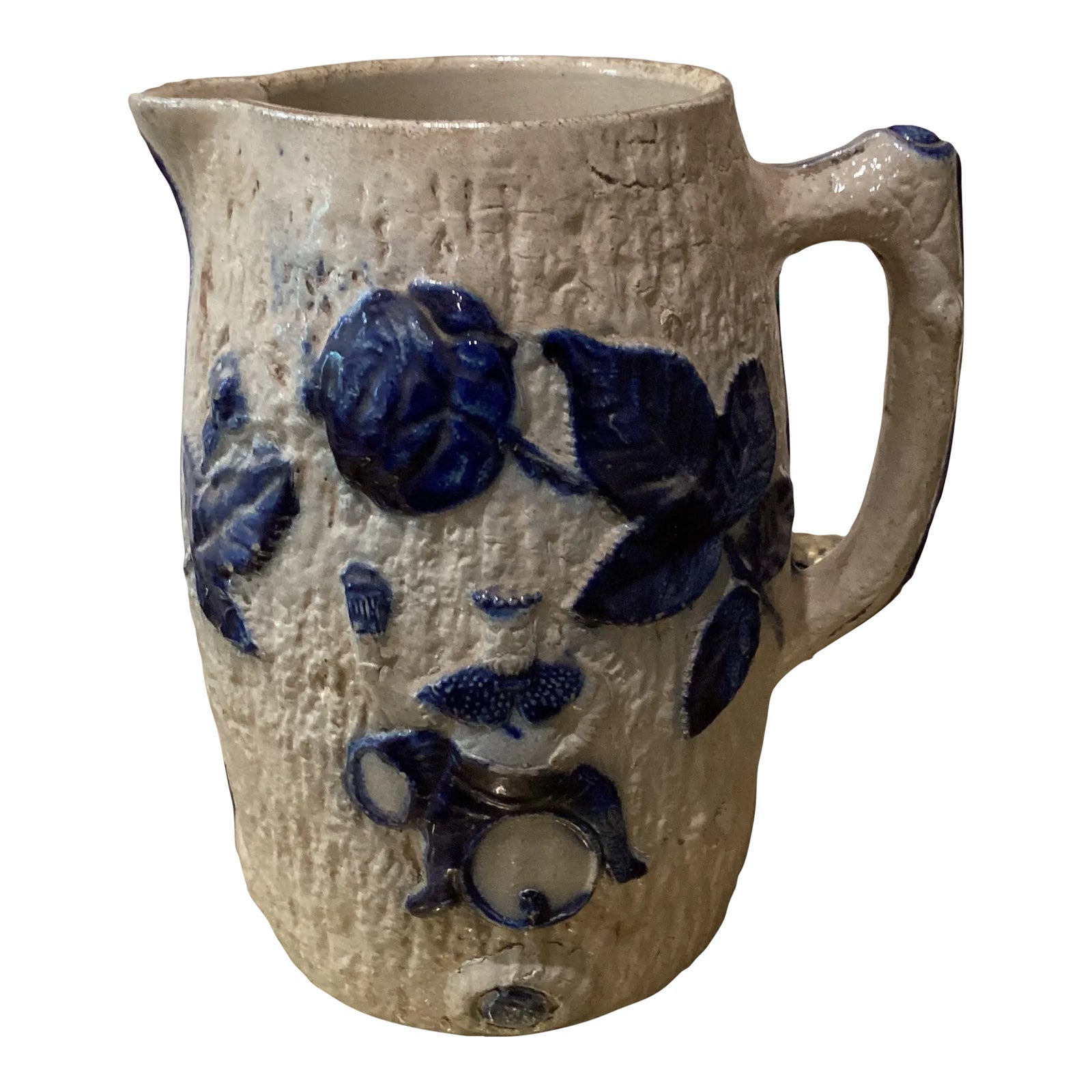 Antique Utica Whites Pottery Ny Blue Decorated Stoneware Jug Pub Scene ...