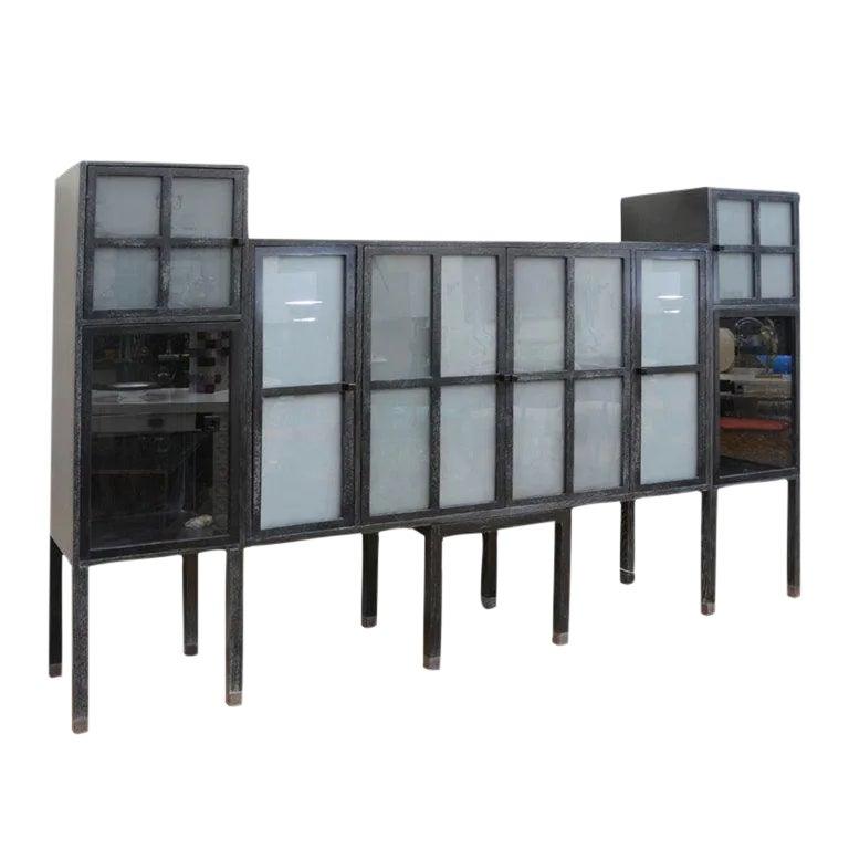Pace Cerused Ash and Sandblasted Glass Cabinet | Chairish