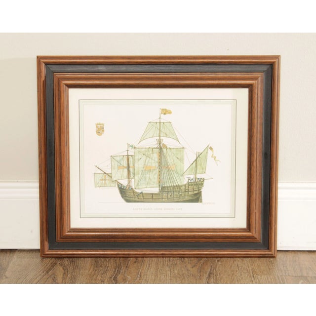 Vintage Santa Maria Anno Domini Maritime Lithograph Print | Chairish
