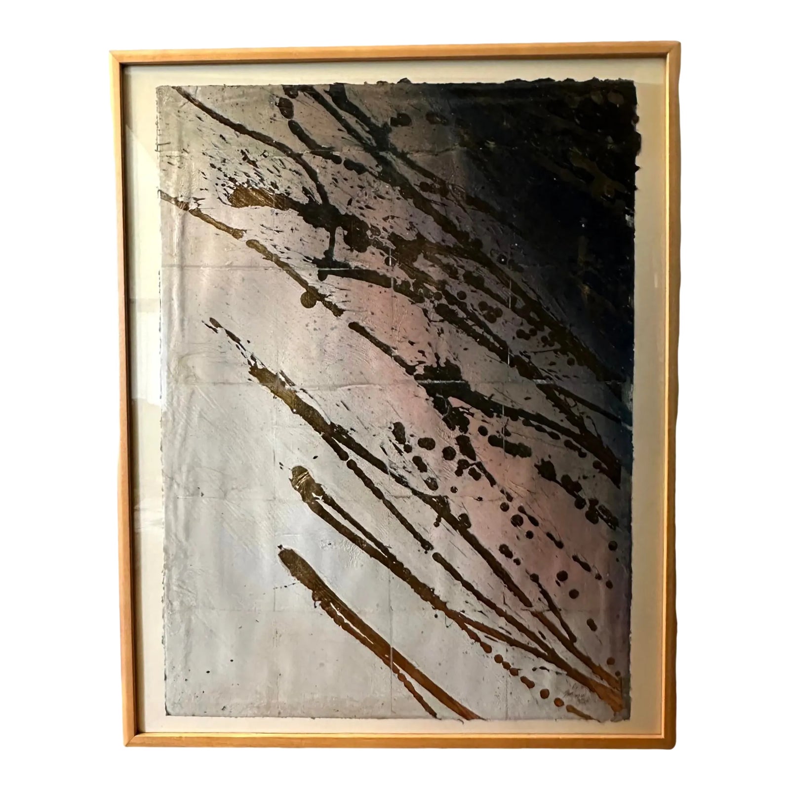 “Coral Reef" Gold Leaf Acrylic on Paper by Steve Jensen 1983, Framed ...
