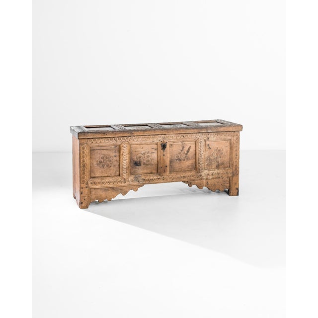 Antique German Wooden Trunk | Chairish