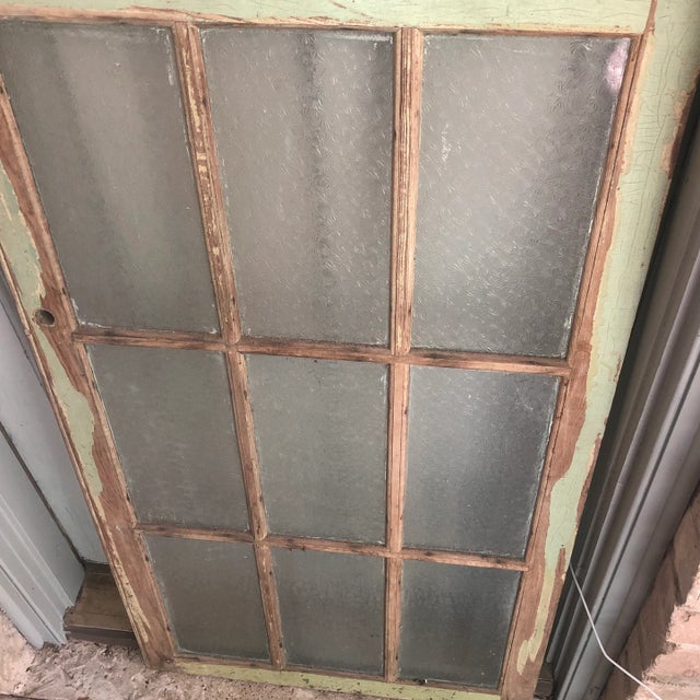1950s Green Paint Slag Glass Window | Chairish