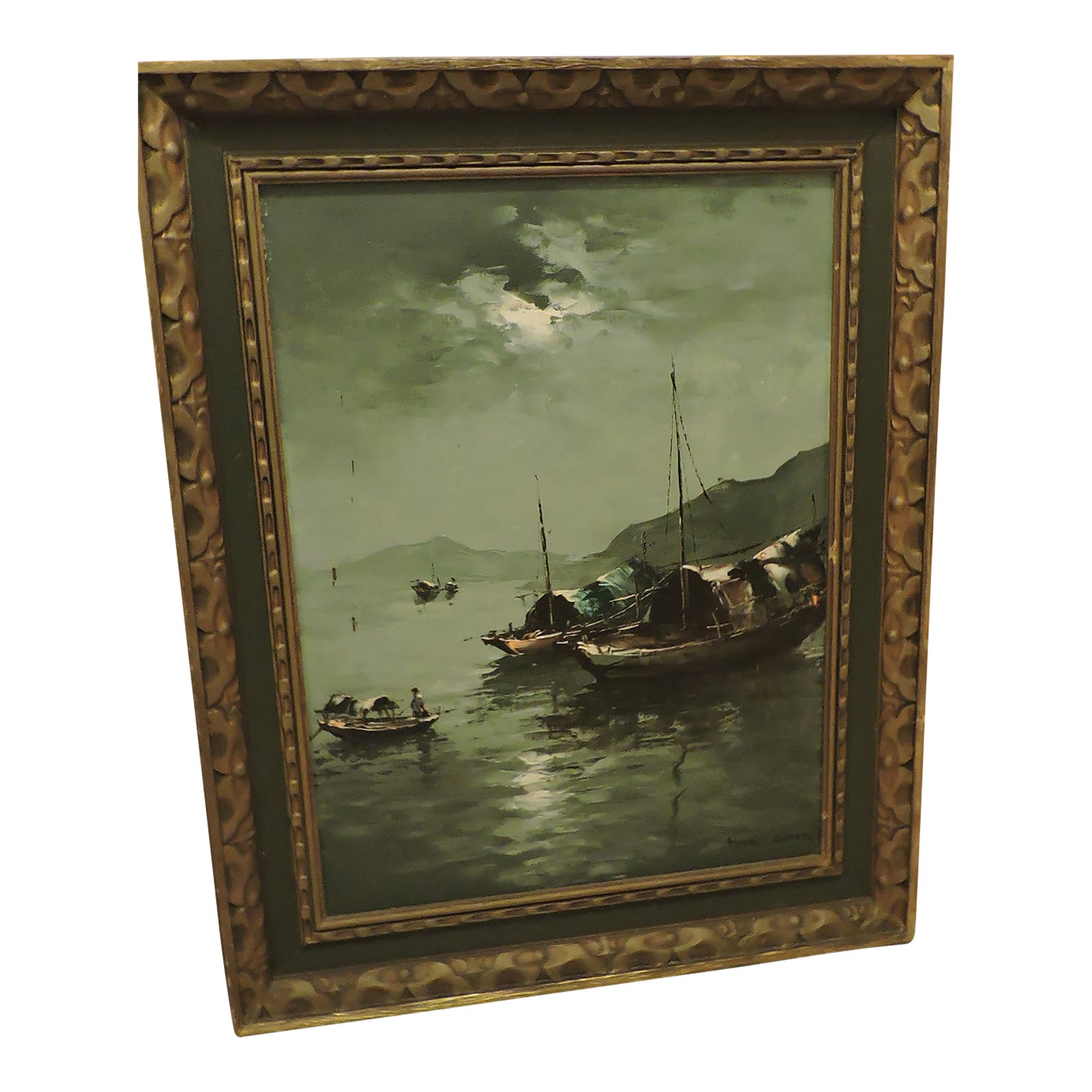 1980s Vintage Naigi Sing Painting, Framed | Chairish