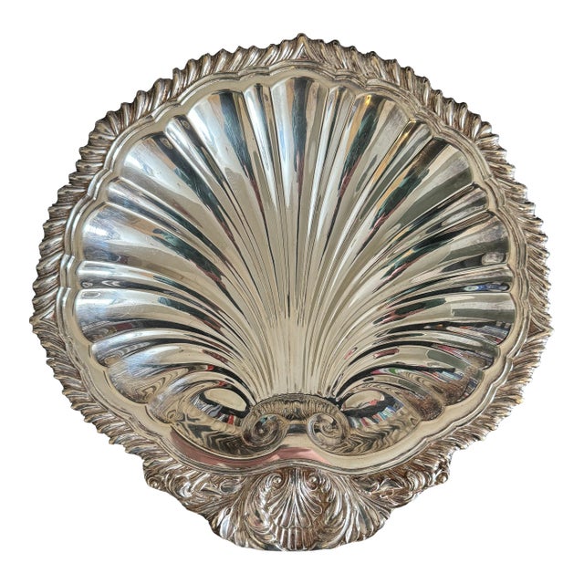 Vintage Silver Plate Scallop Shell Serving Bowl | Chairish