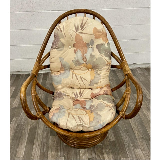 Vintage Paul Frankl Style Boho Rattan Egg Clam Swivel Chair by Fort ...