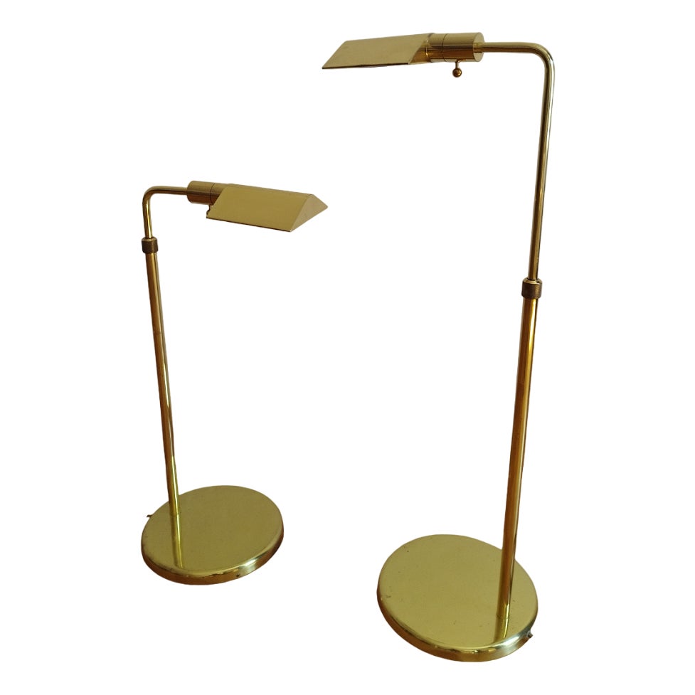 Vintage Brass Floor Lamps by Obor Illuminazione, 1970s, Set of 2 | Chairish