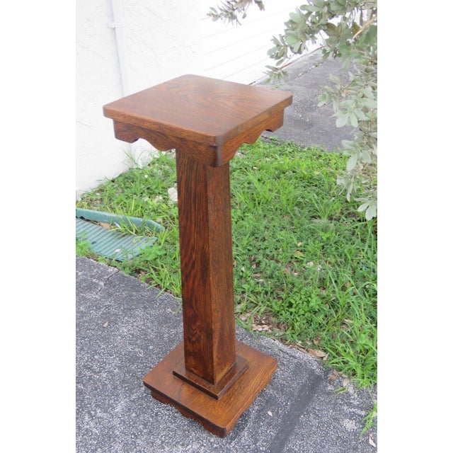 Victorian Oak Flower Statue Stand Pedestal Table 4688 | Chairish