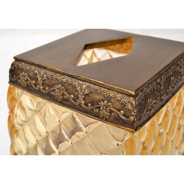 Vintage Gold Resin Lucite Tissue Box Cover | Chairish