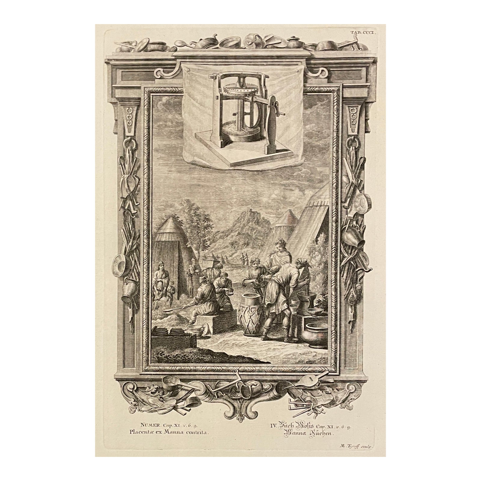 1746 Making of Manna Bread Judaica Engraving | Chairish
