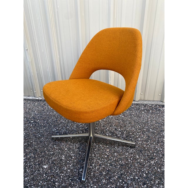 1970s Mid Century Orange Upholstered Swivel Chair | Chairish