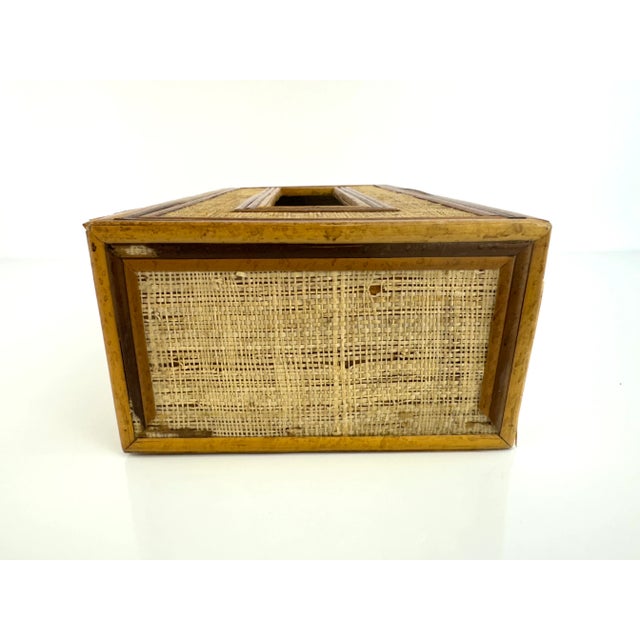 Vintage Mid-Century Rattan Tissue Box Cover | Chairish