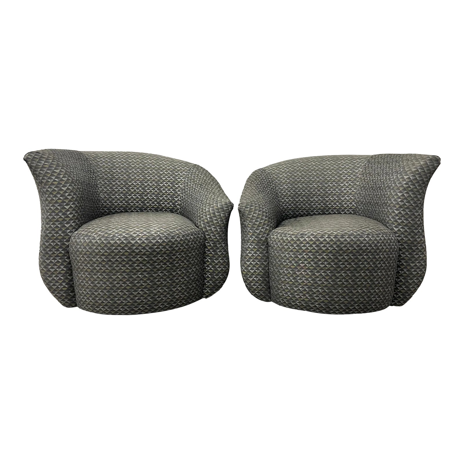 Post Modern Kagan Style Wave Swivel Chairs - a Pair | Chairish