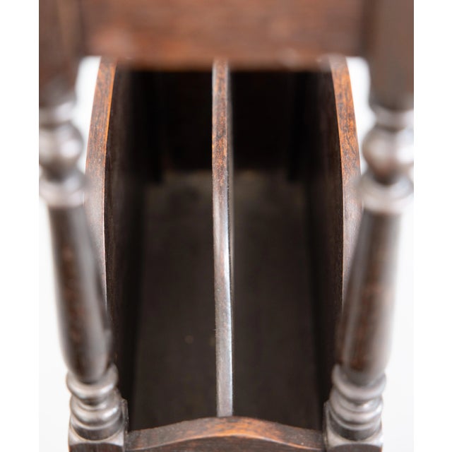 Antique English Carved Oak Library Book Trough and Magazine Rack Stand ...