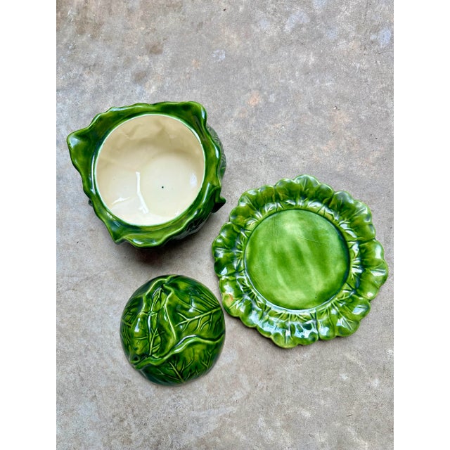 1970s Vintage Holland Mold Cabbage Ware Green Ceramic Tureen With Plate ...