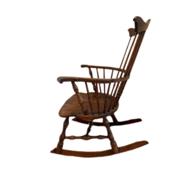 Vintage Comb Back Wood Rocking Chair | Chairish