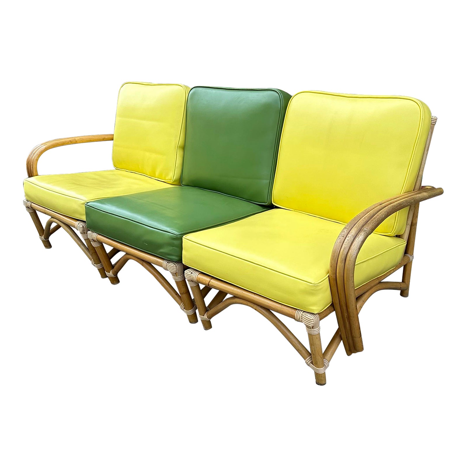 Mid Century Modern Bamboo Sectional Sofa | Chairish