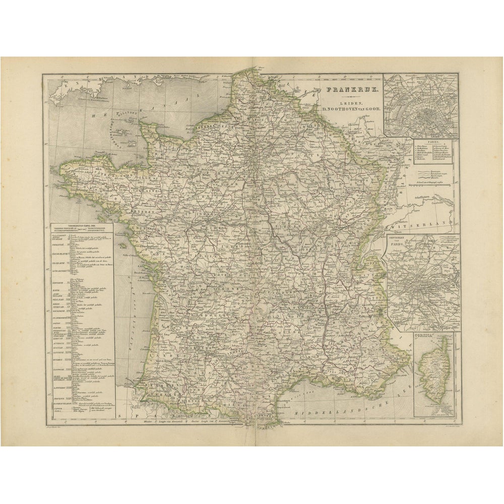 Map of France with Corsica and Paris, 1876 | Chairish