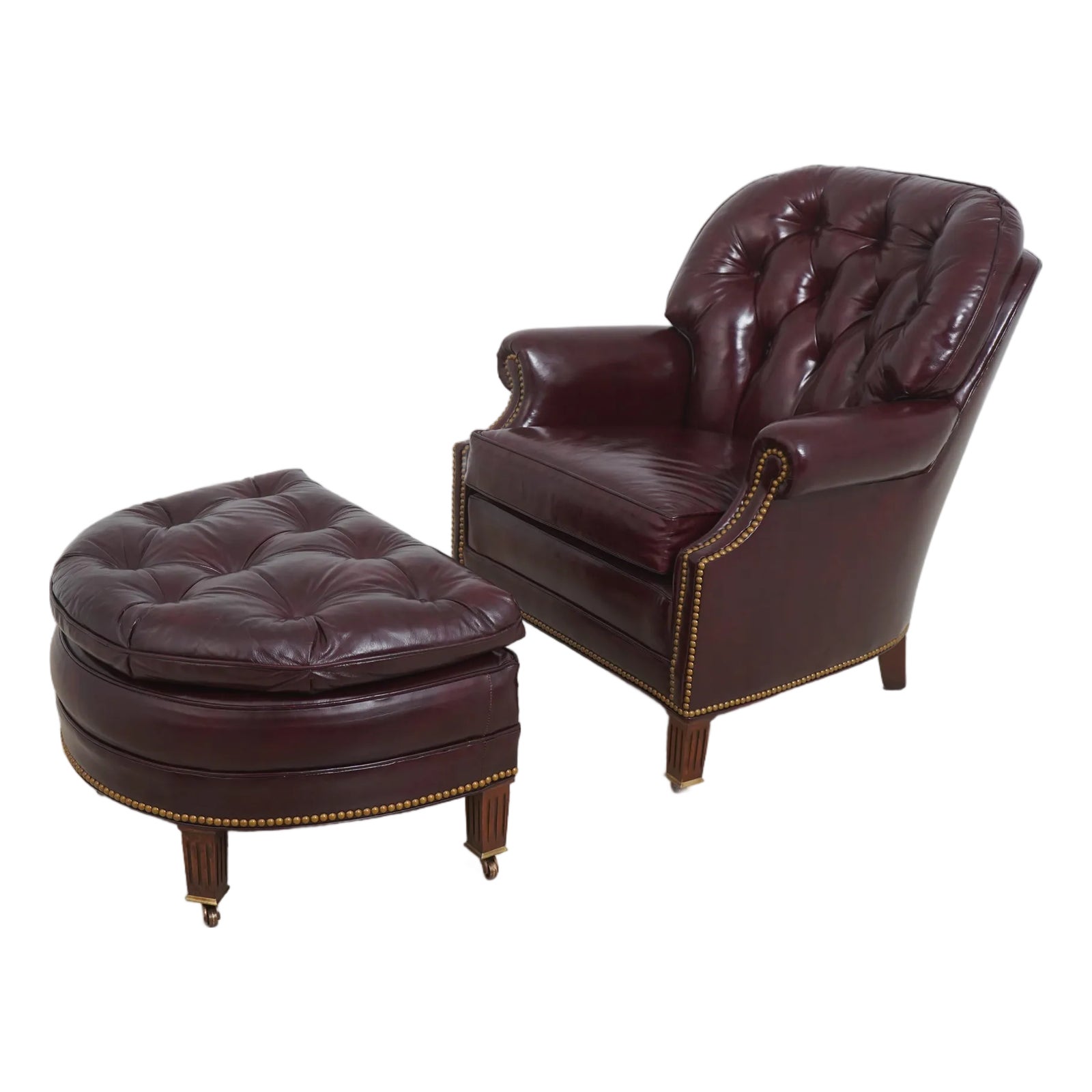 Hancock & Moore Tufted Chair & Ottoman | Chairish