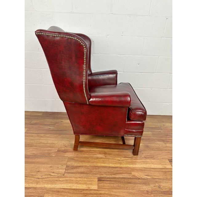 Late 20th Century Bracewell Burgundy Leather Nailhead Wingback Library ...