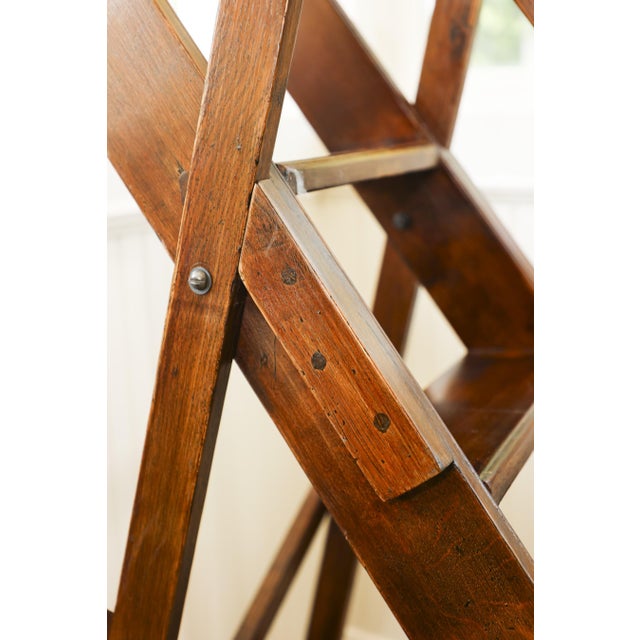 Antique Mahogany Collapsible Library Step Ladder | Chairish