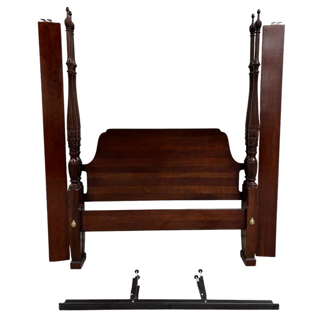 Vintage Solid Cherry Queen Size Kincaid Four Poster Rice Bed | Chairish